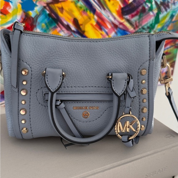 Michael Kors | Bags | Michael Kors Blue Leather Handbag | Poshmark